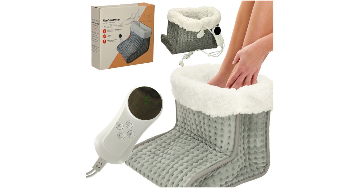 Ikonka 9-speed Electric Foot Heater with Remote Control - Grey | Pepita.com