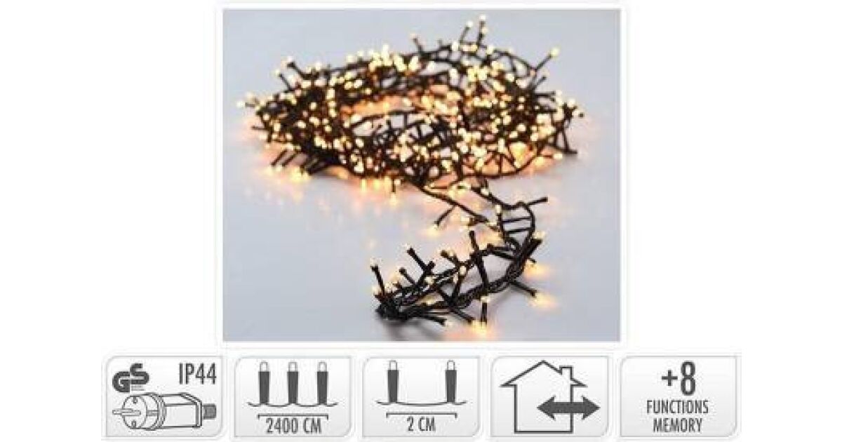 (KAR) KARÁCSONYI FÜZÉR KÜLTÉRI 1200LED 24+3M WARMWHITE 1DB | Pepita.hu