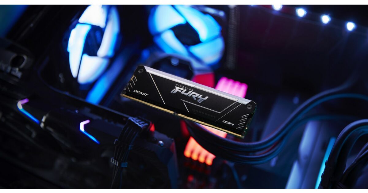 Memorie RAM, Kingston, FURY Beast Black, RGB, 16GB, DDR4, 3200MHz, CL16 ...