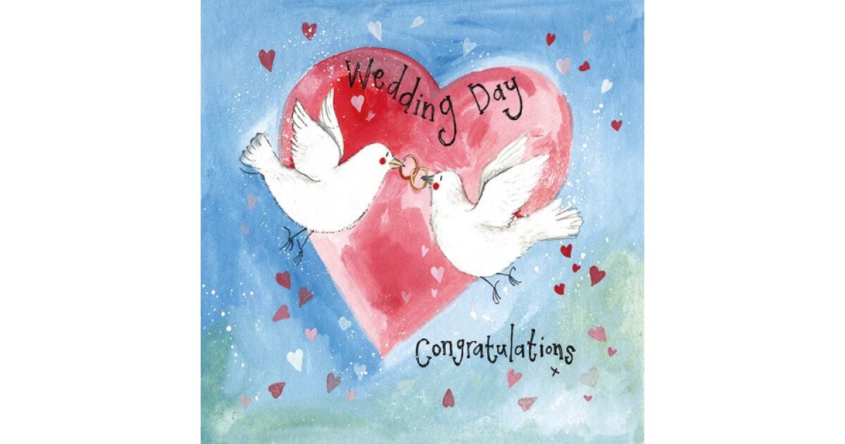 Képeslap Alex Clark borítékkal, 14x14 cm, galambok szívvel | Pepita.hu