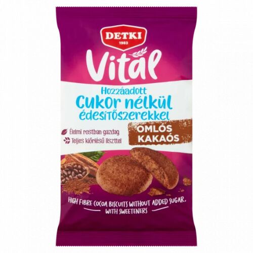 Biscuiți fragezi cu cacao, fără zahăr, de la Detki 180g | Pepita.com
