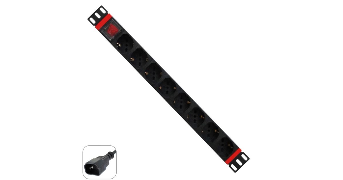 WP Multiple Socket for rack 19– 8 Italian/Schuko sockets, with On/Off ...