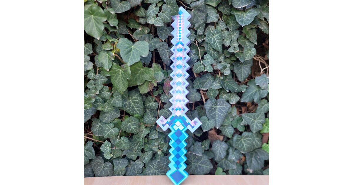KÉK Minecraft inspirálta pixeles kard műanyag Villog-Világít és Hang ...