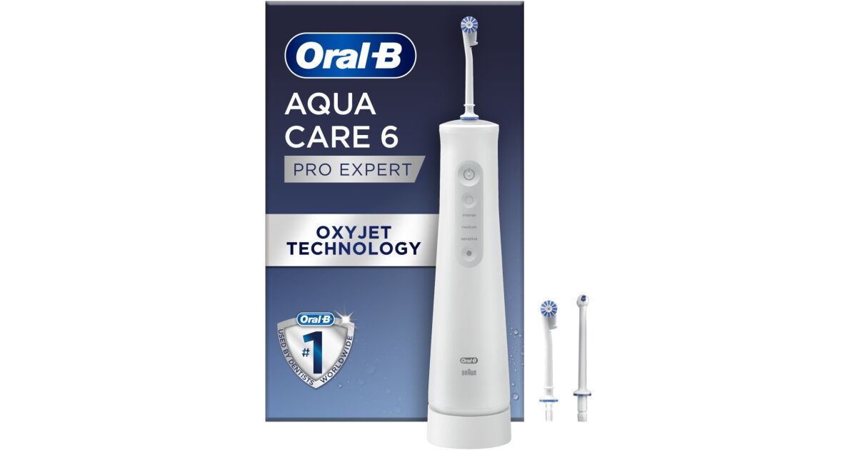 Irigator bucal portabil Oral-B AquaCare Pro Expert Series 6, Tehnologie Oxyjet, 3 intensitati, 2 ...