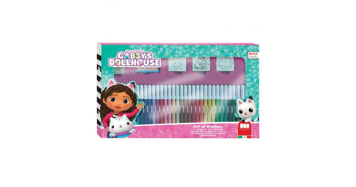 Ștampile și pixuri cu pâslă 36buc pentru colorat Gabi Cat Cottage. Casa ...