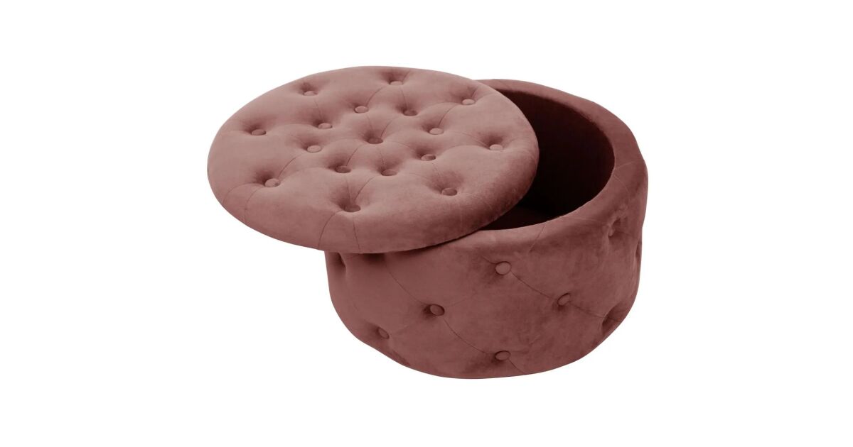 Hocker, rund, mit Stauraum, Samt, rosa, max 80 kg, 55x30 cm, Alia ...