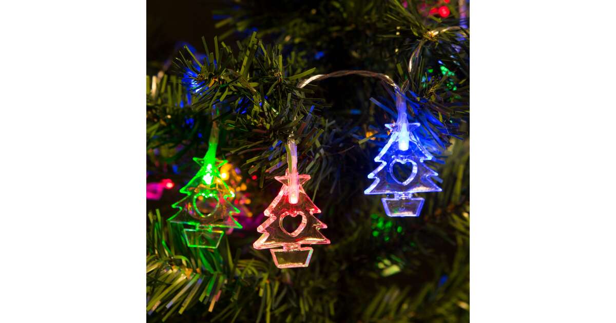 Fényfüzér - LED - Fenyőfa Színes, elemes 2 m | Pepita.hu