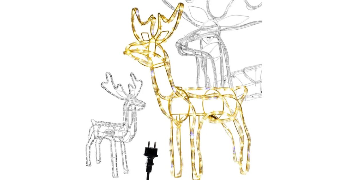 Kültéri világító rénszarvas 216 LED-del, mozgó fejjel, IP44, 80×93 cm ...