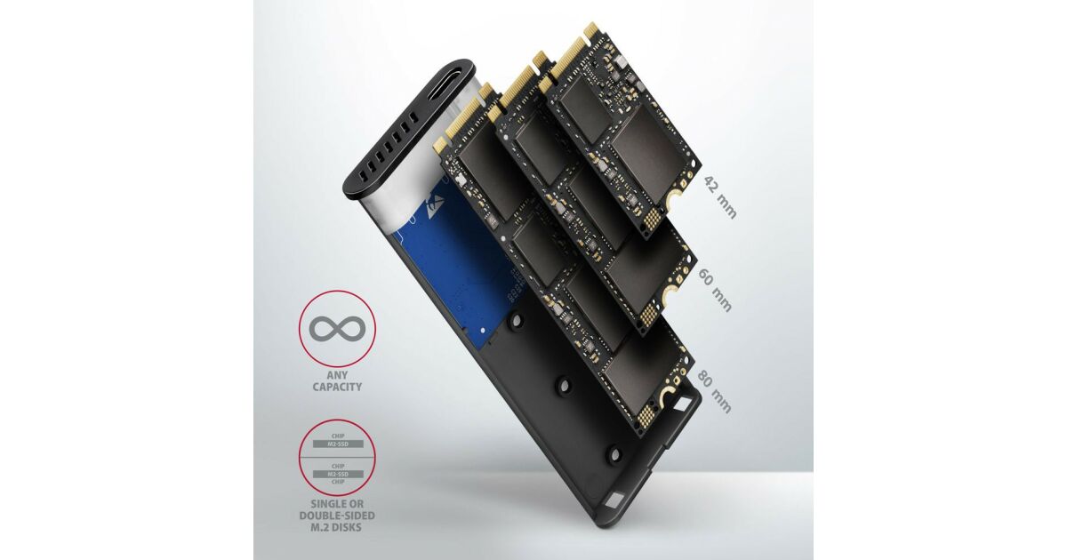 AXAGON EEM2-SB2 SuperSpeed+ USB-C - M.2 NVMe & SATA SSD RAW box | Pepita.hu