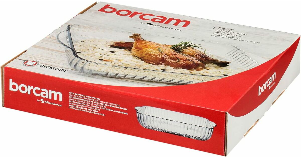 Borcan de sticlă rezistent la căldură BORCAM, pătrat, cu nervuri, cu ...