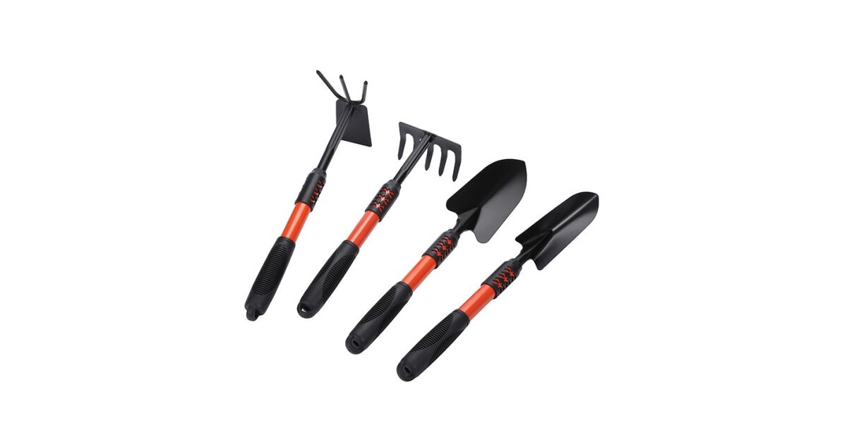 4 db Flippy kerti szerszám készlet, kihúzható fogantyú, ültetéshez, talajműveléshez és ...