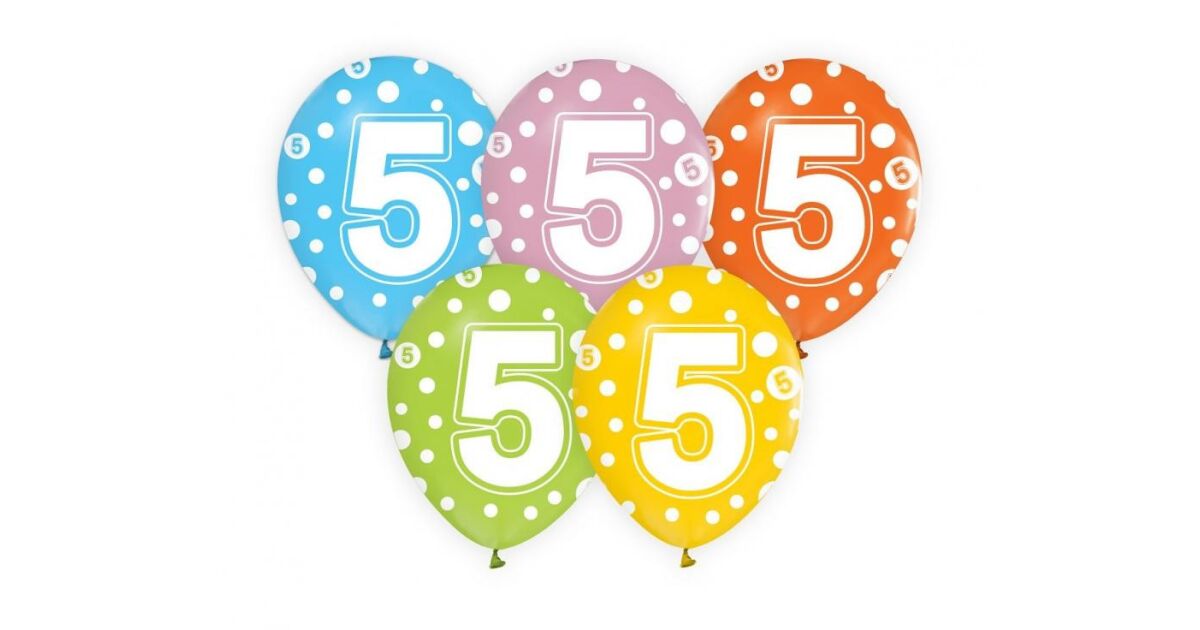 Happy Birthday 5 Dots léggömb, lufi 5 db-os 12 inch (30cm) | Pepita.hu