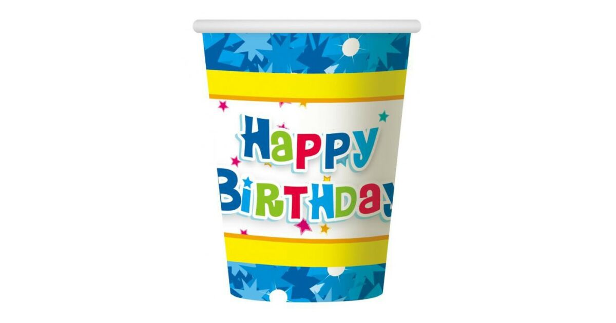 Happy Birthday Blue papír pohár 6 db-os 270 ml | Pepita.hu