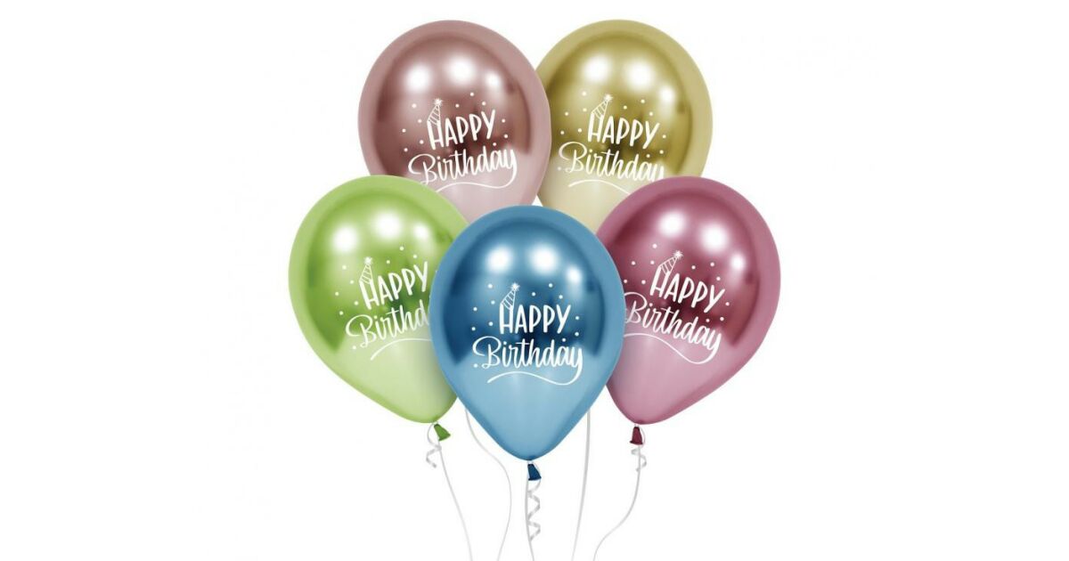 Happy Birthday Platinum léggömb, lufi 5 db-os 12 inch (30cm) | Pepita.hu