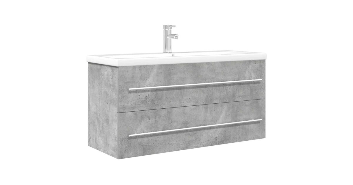 vidaXL Set mobilier de baie, 2 piese, gri beton, lemn compozit | Pepita.com
