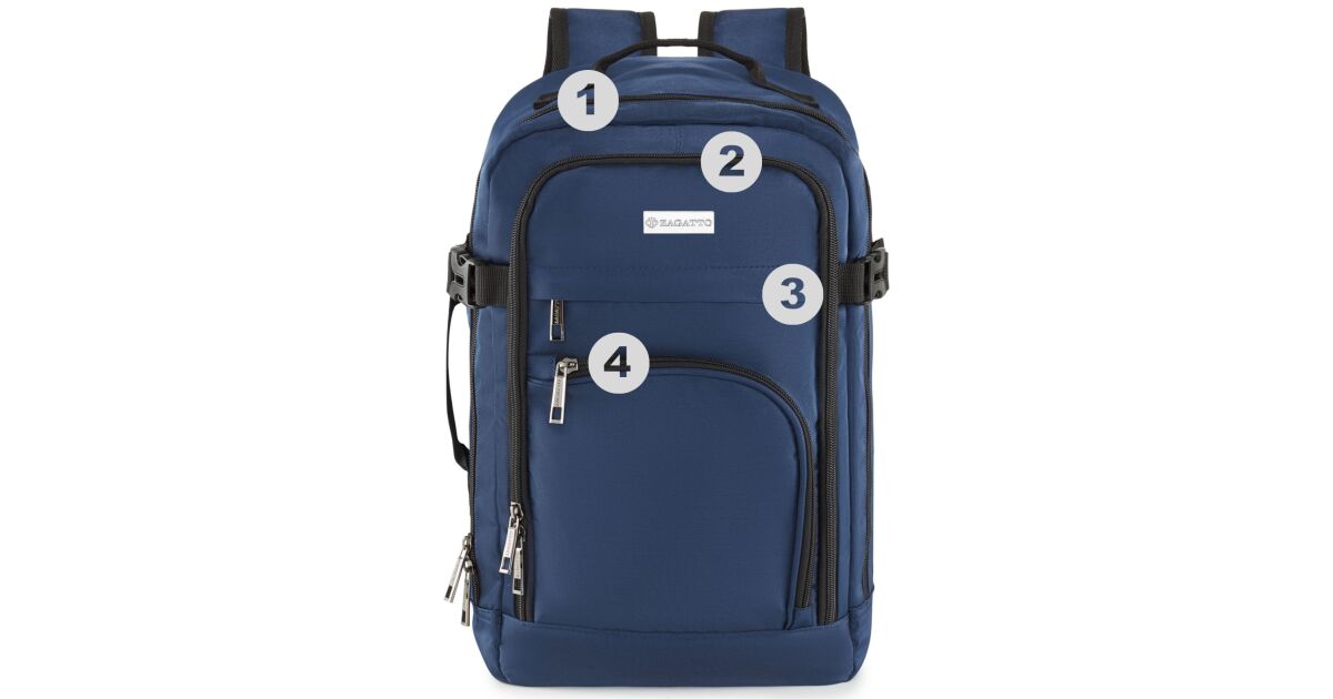 Rucsac de voiaj, Albastru, Zagatto,40x20x25 cm, 20L, Compatibil Ryanair ...
