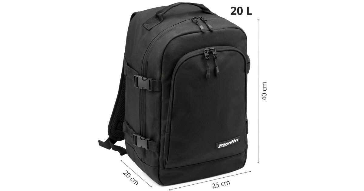 Utazó hátizsák, Fekete, Zagatto, 40x20x25 cm, 20L, Ryanairrel ...