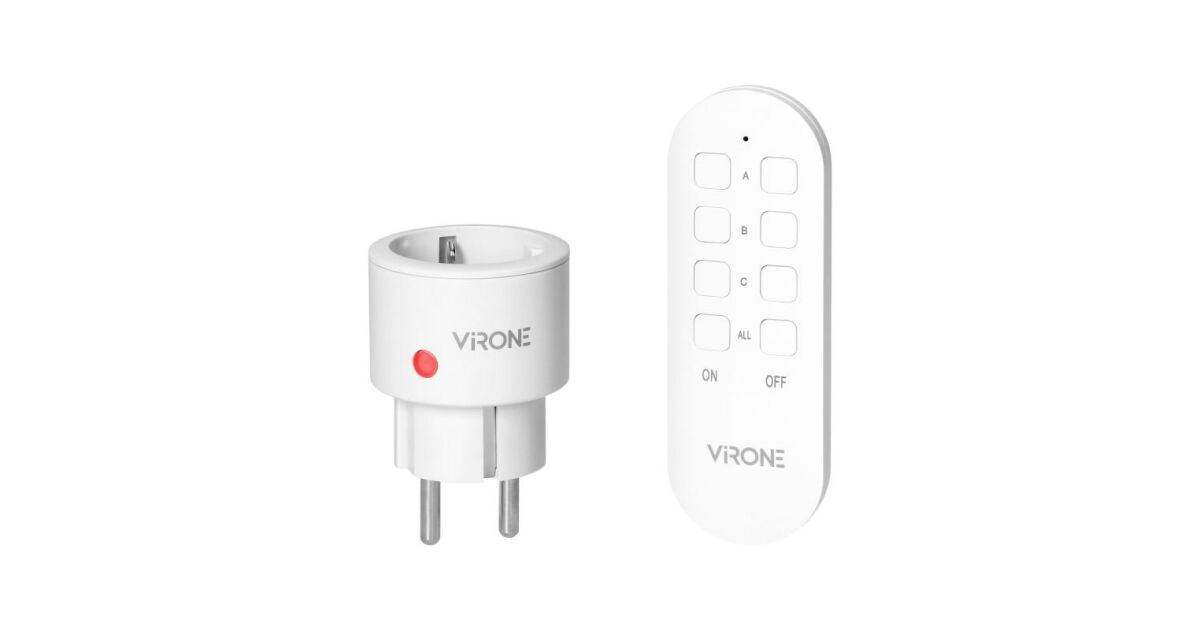Mini priza wireless VIRONE RS-10(GS), 2300W, schuko, IP20, telecomanda, alba | Pepita.com