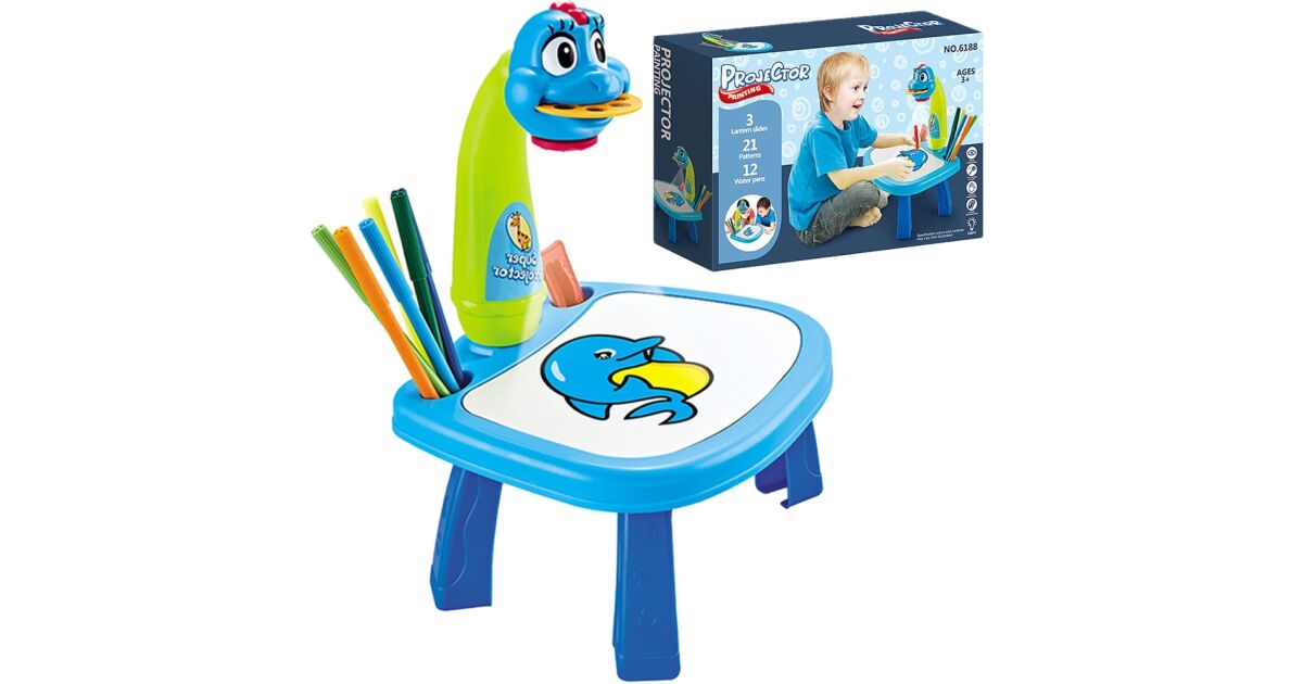 Jucarie educationala tip tabla, masuta de desenat cu proiector, cu ...