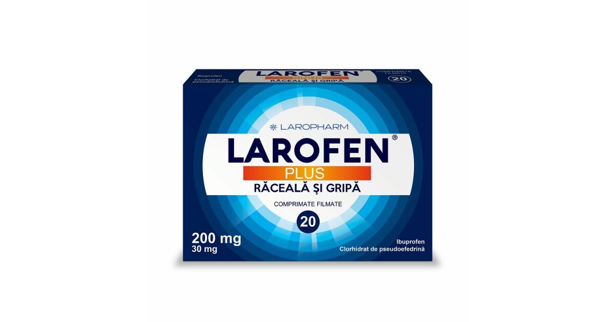 Larofen Plus megfázás és influenza, 200 mg/30 mg, 20 filmtabletta ...