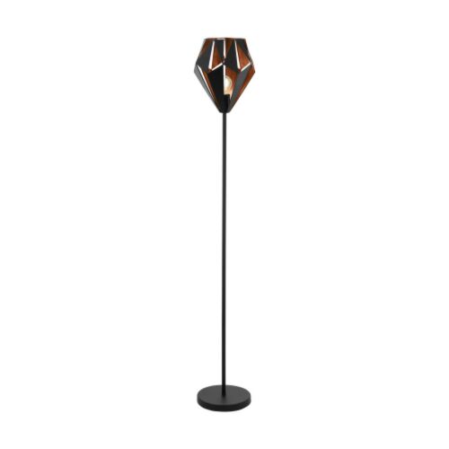 Állólámpa talpkapcsolóval, 152,5 cm, fekete-vörösréz (Carlton) | Pepita.hu