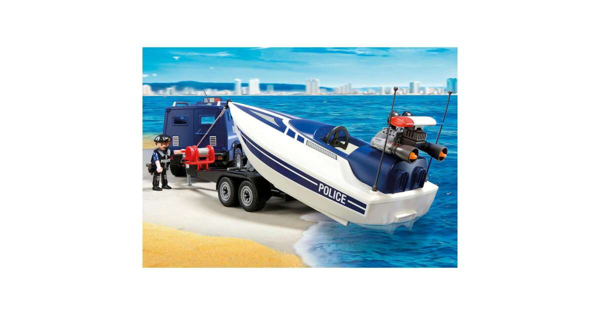Playmobil Polizei-Geländewagen mit Schnellboot 5187 | Pepita.com
