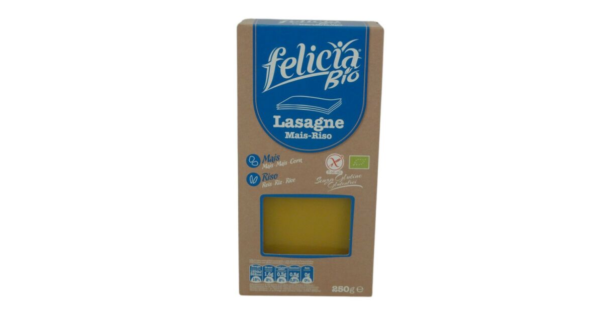 Felicia bio gluténmentes tészta kukorica-rizs lasagne 250 g | Pepita.hu
