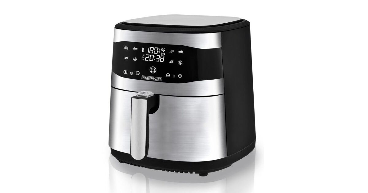 Heinrich‘s HFR 8205 AirFryer Forrólevegős sütő 8,0L 1800 Watt - Ezüst / fekete (HFR 8205 ...