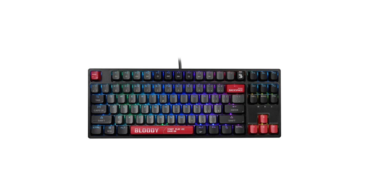 A4tech Bloody S87 Red Switch, USB, CZ, fekete/piros (S87-ER-TKL ...