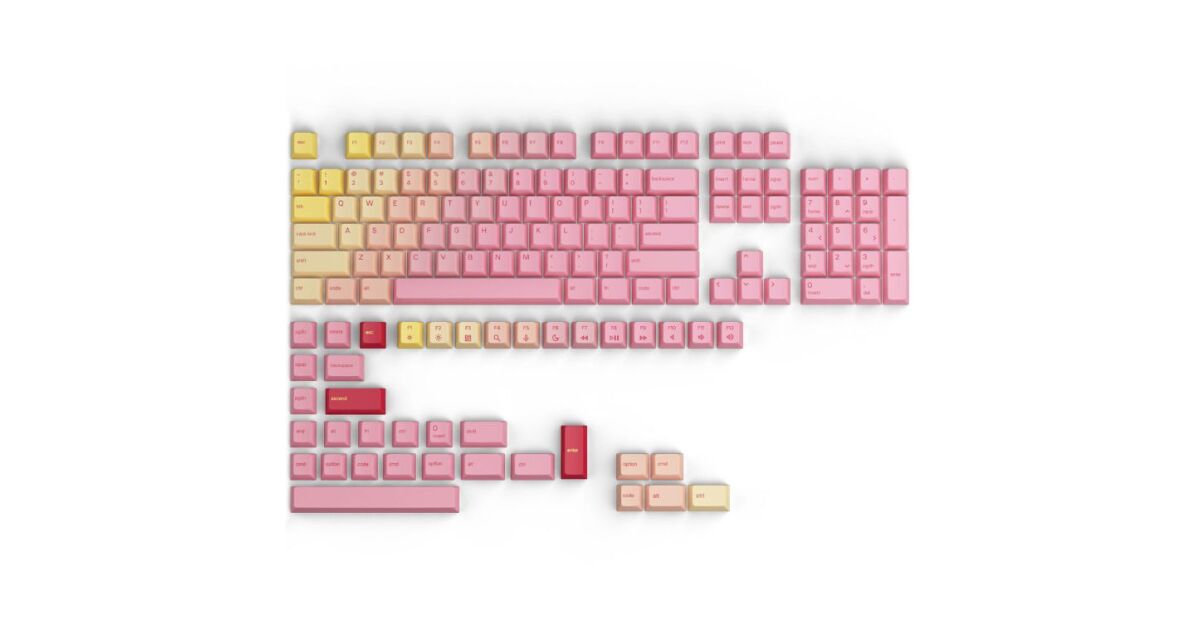 GLORIOUS GPBT Keycaps - Pink Grapefruit - Forge (US Layout) (GLO-KC ...
