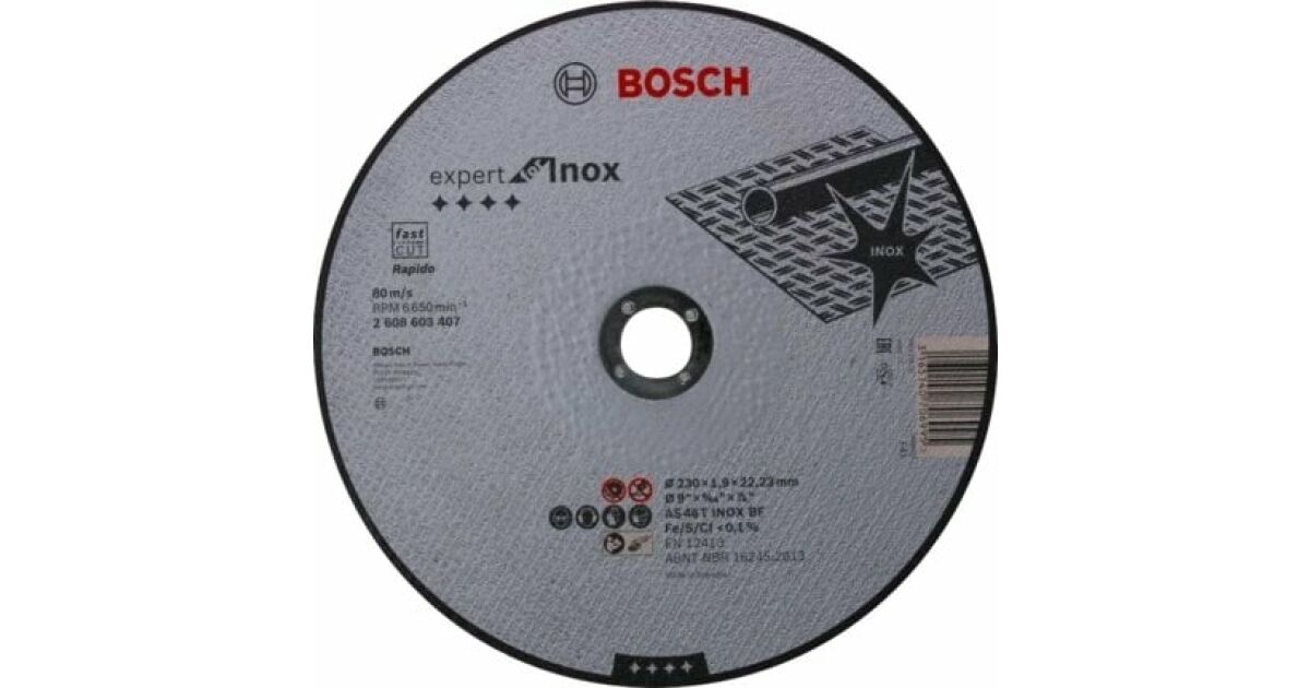 Disc Expert pentru Inox - Rapido, Ø 230mm (Găurire 22,23mm, AS 46 T INOX BF, drept) | Pepita.com
