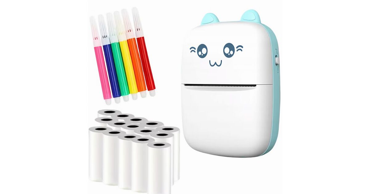 Mini imprimanta termica VarioShop®, cu 15 role hartie termica, 5 ...