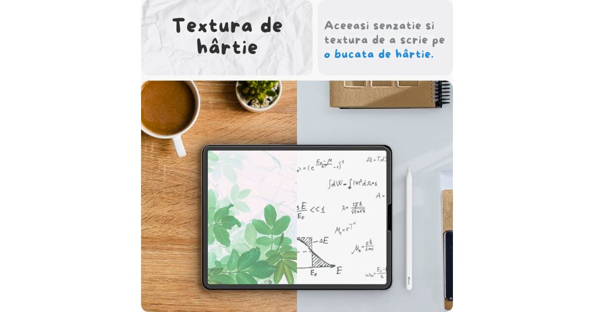 Folie de protectie din sticla cu textura de hartie Gelle pentru Apple ...