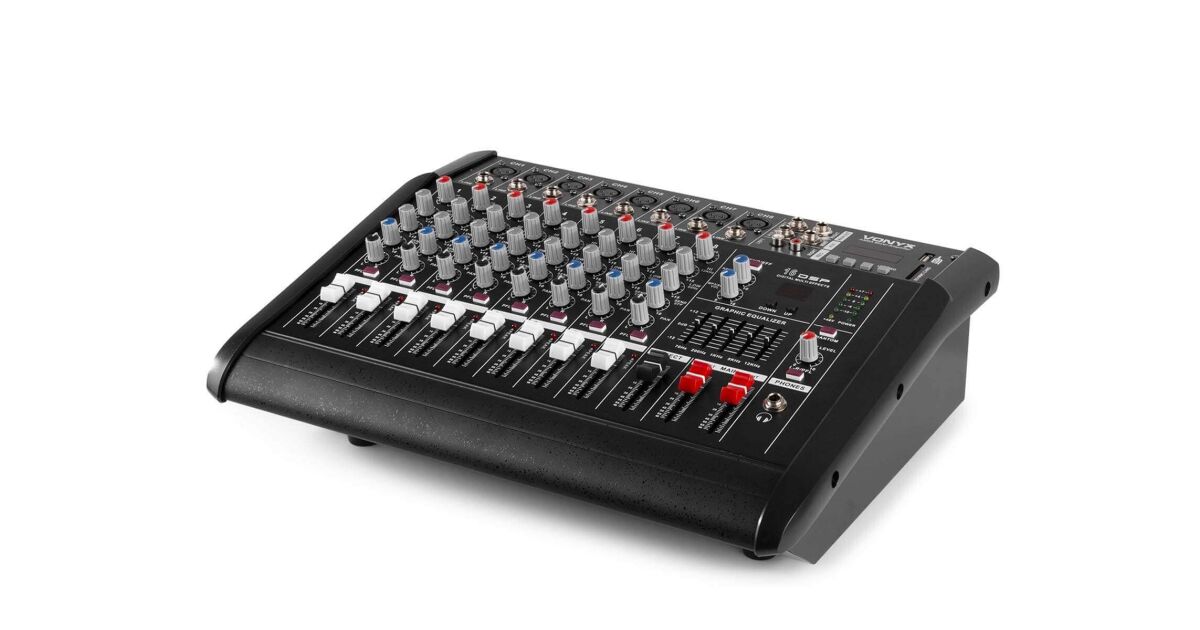 Vonyx AM8A 2x500W, 8 csatornás keverőerősítő + MP3 + Bluetooth + Effekt ...