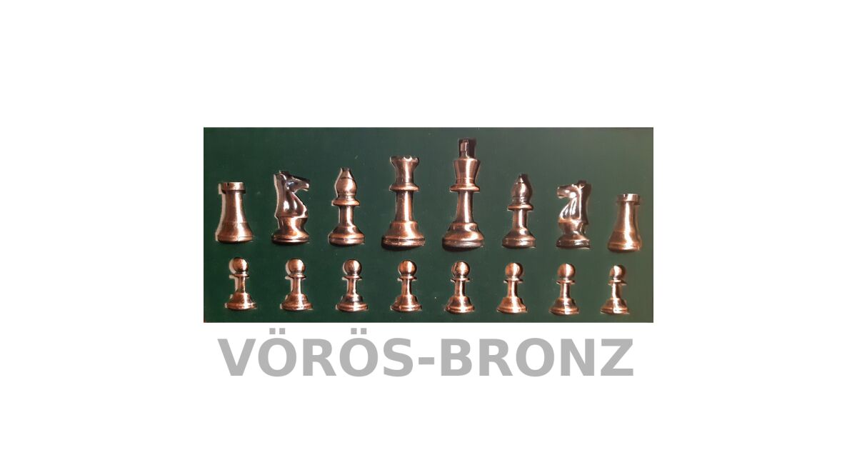 Sakk-készlet ZOOCEN - 30x30 cm-es fa tábla, szürke- és vörös-bronz ...