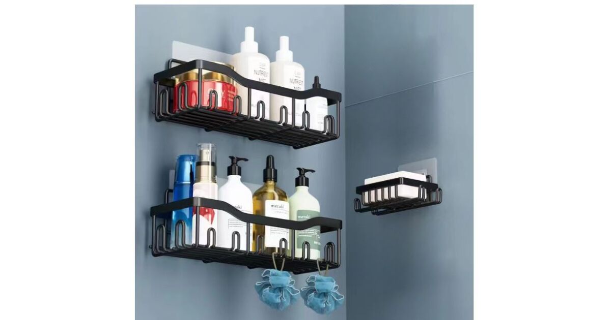 Raft de dus, etajera pentru baie, depozitare in bucatarie, set 3 buc ...