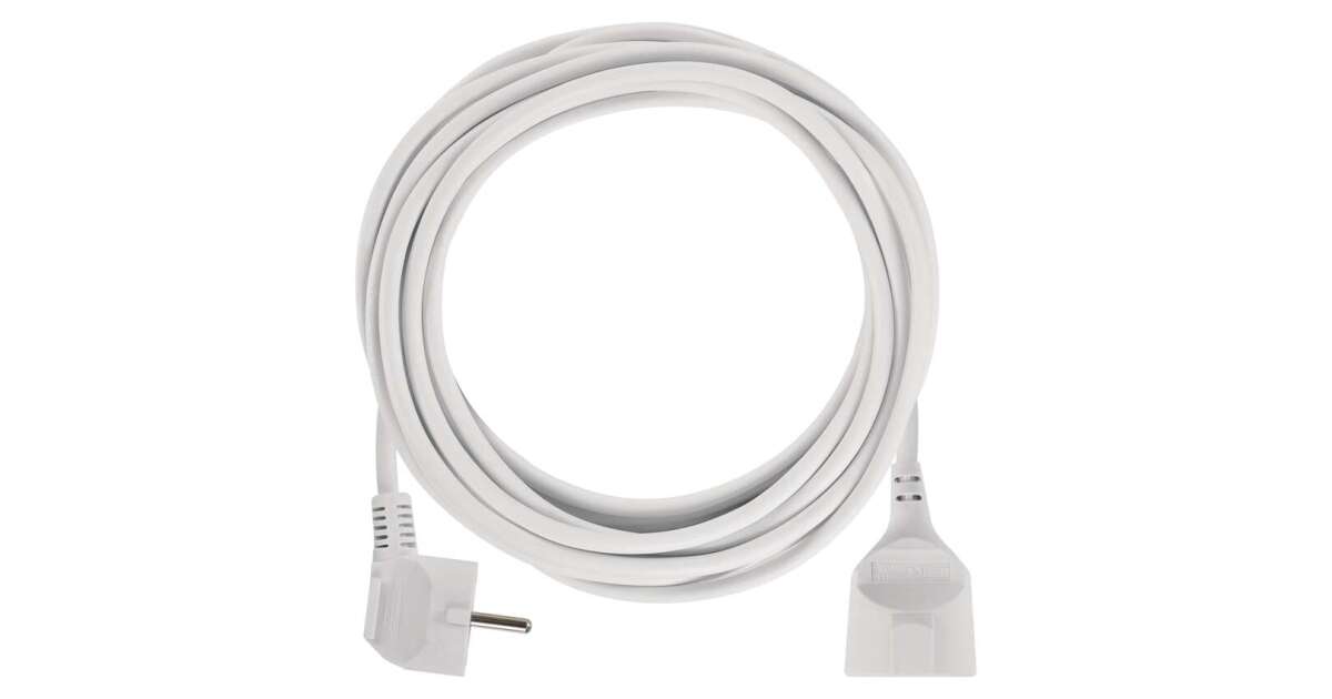 Extension cable 5 m / 1 socket / white / PVC / 1.5 mm2 | Pepita.com