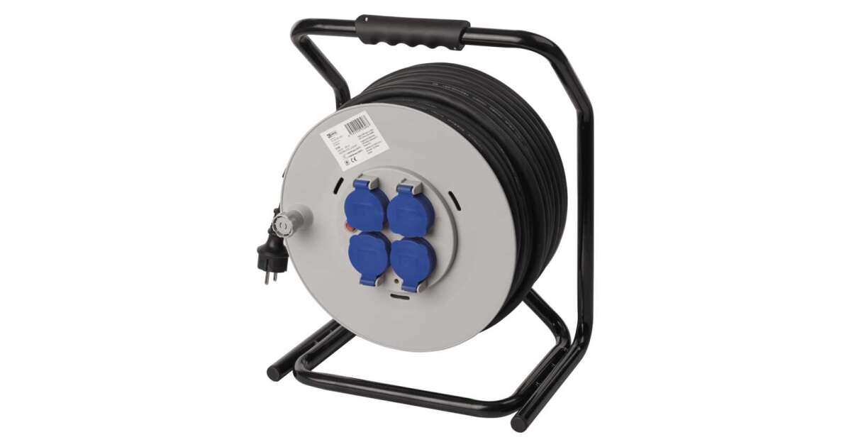 Outdoor cable drum 50 m / 4 sockets / black / rubber / 230 V / 2.5 mm2 ...