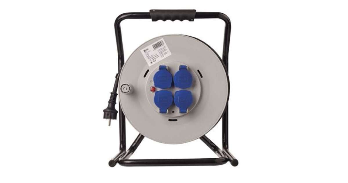 Outdoor cable drum 50 m / 4 sockets / black / rubber / 230 V / 2.5 mm2 ...
