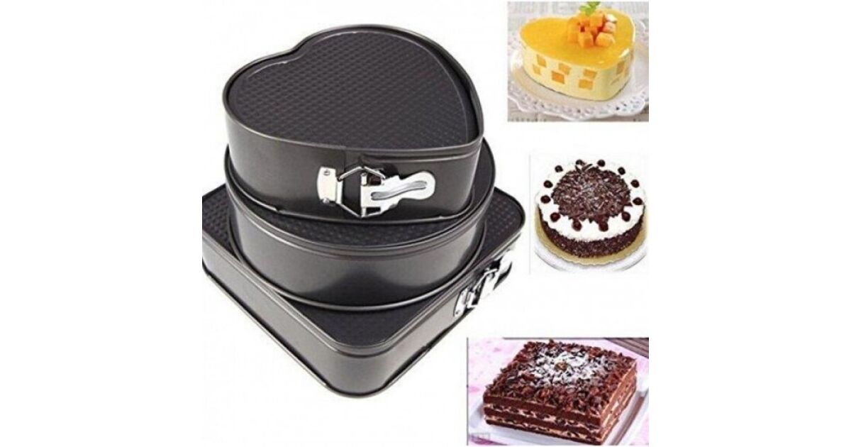 Set 3 Tavi Tort antiaderente, teflonate, rotunda, inima, patrata cu ...