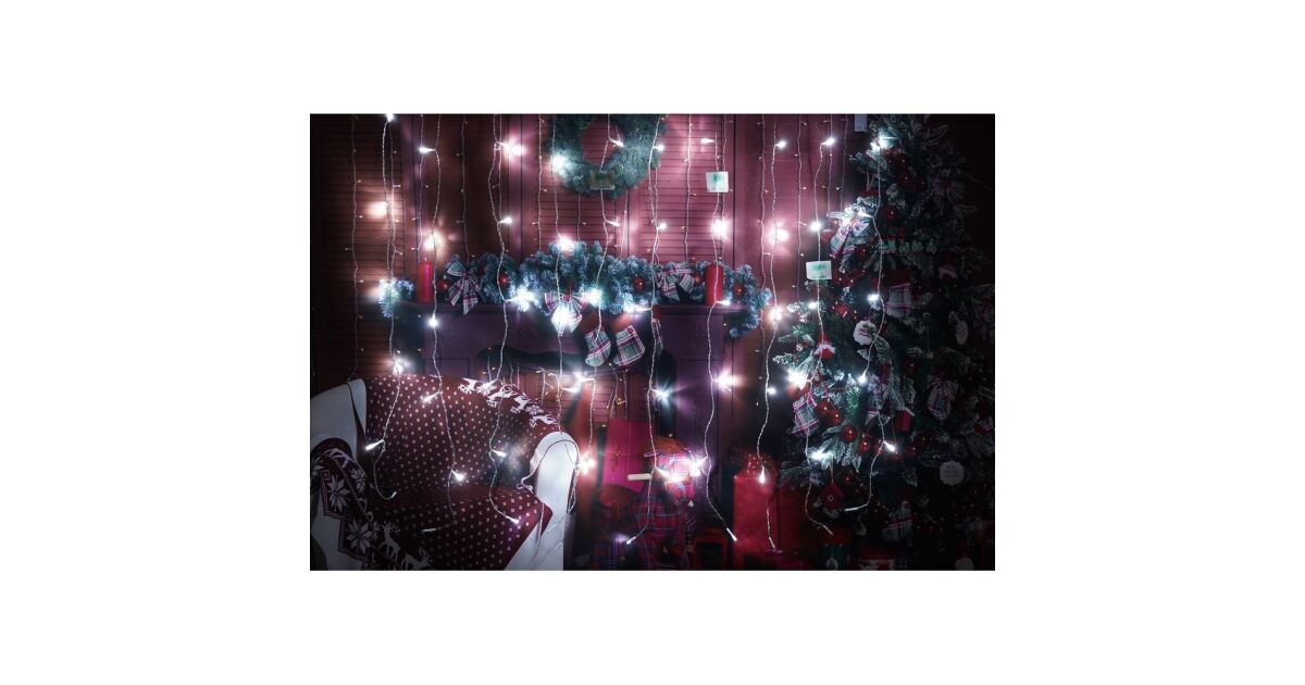Karácsonyi telepítés, Függöny típus, IP44, 4 m x 1 m, 240 LED, Hideg ... Karácsonyi telepítés, Függöny típus, IP44, 4 m x 1 m, 240 LED, Hideg ...