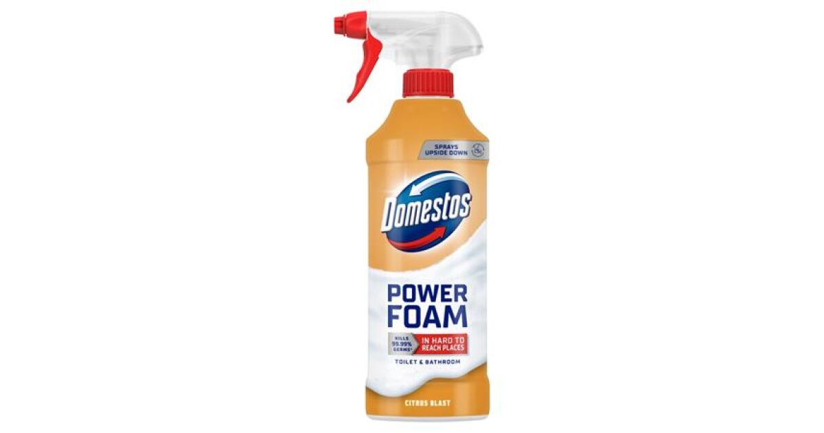 DOMESTOS WC- és fürdőszoba tisztító hab, 435 ml, DOMESTOS Power Foam, Citrus Blast | Pepita.hu