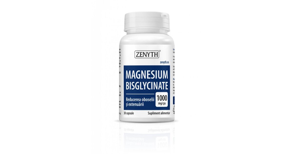 Magneziu Bisglicinat (Magnesium Bisglycinate), 1000 mg, 30 capsule ...