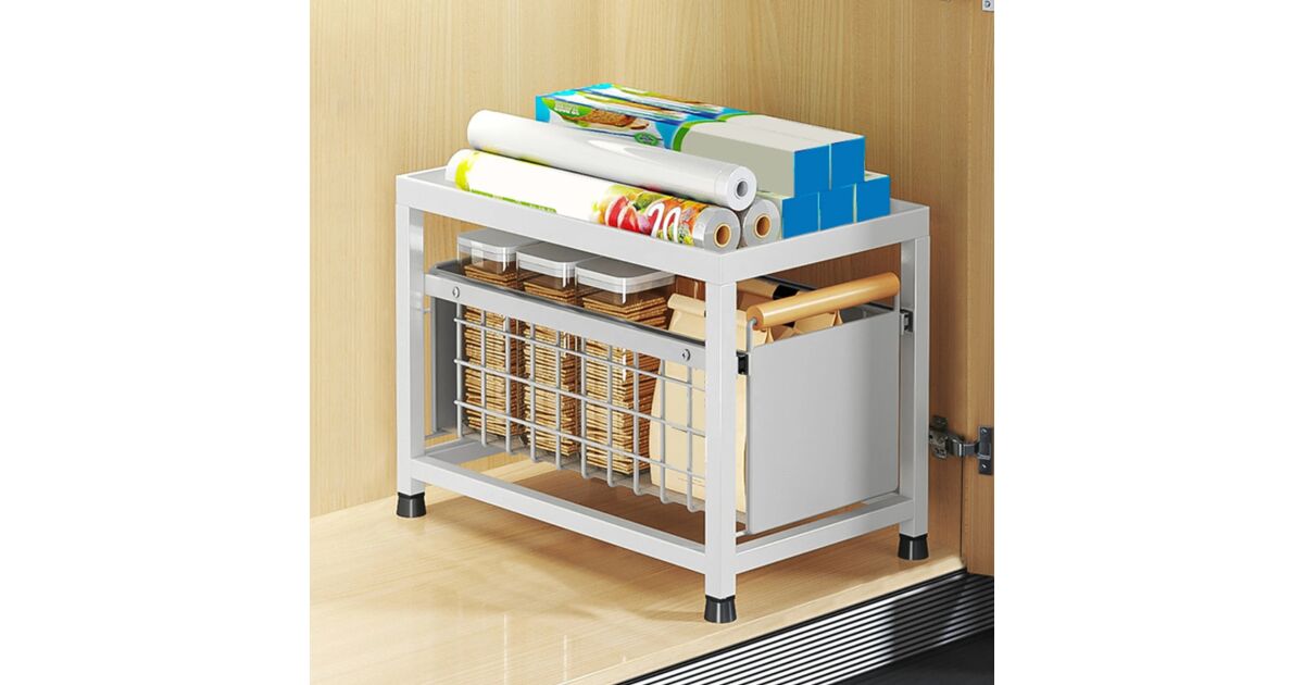 Raft organizator cu 2 sertare, 1 Sertar Glisant, Otel inoxidabil ...