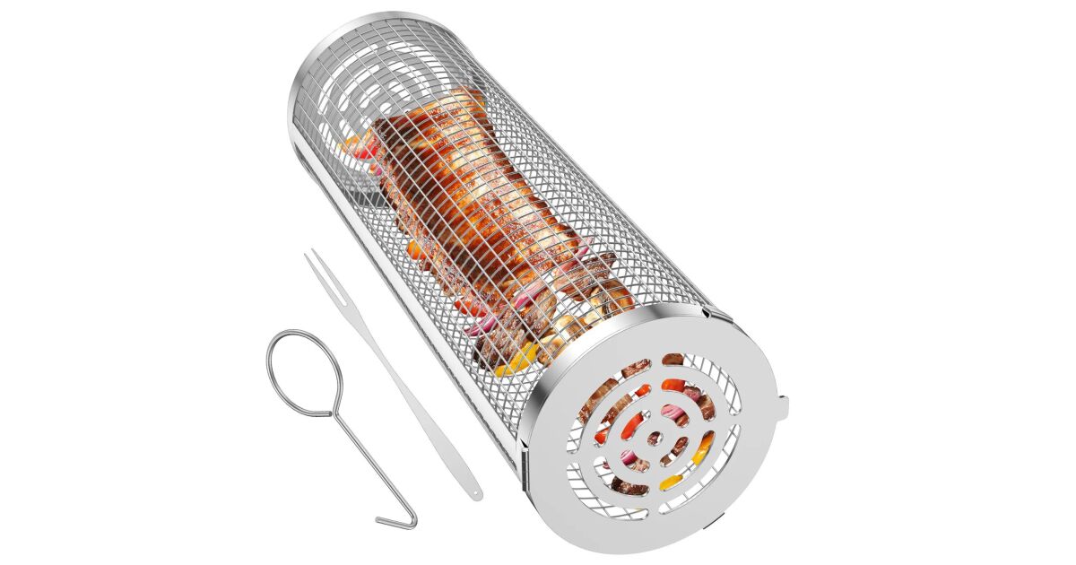 Henger alakú grillkosár rozsdamentes acél fogantyúval, nagyon magas ...