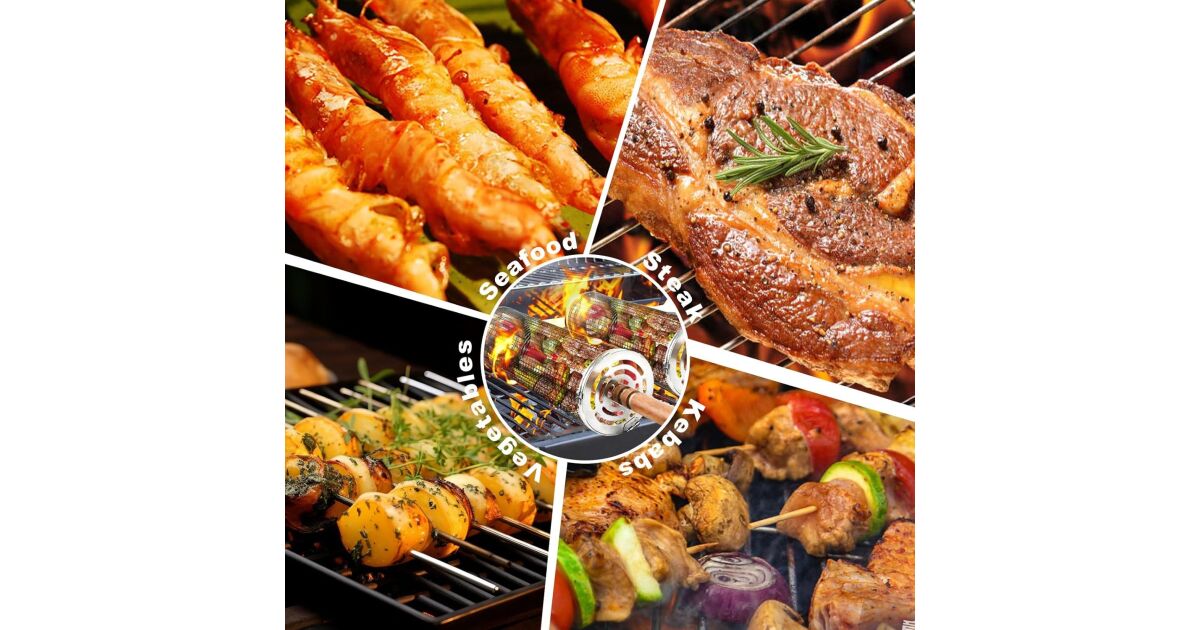 Henger alakú grillkosár rozsdamentes acél fogantyúval, nagyon magas ...