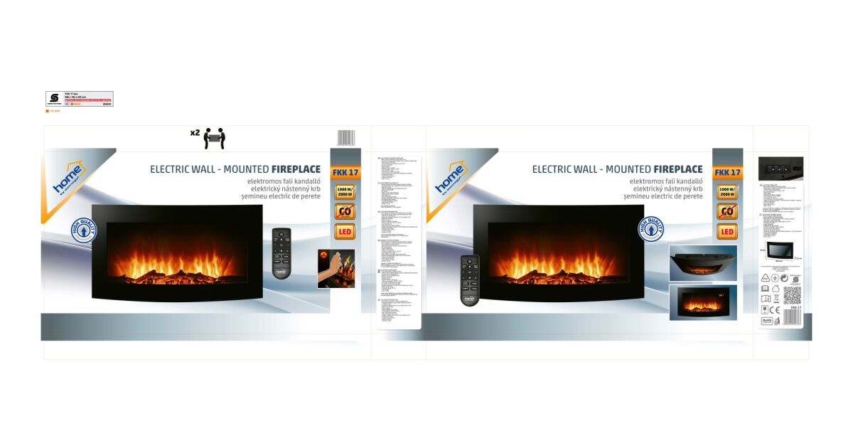 Home by Somogyi Home FKK 17 falra szerelhető elektromos látványkandalló és hősugárzó1000W/2000W ...