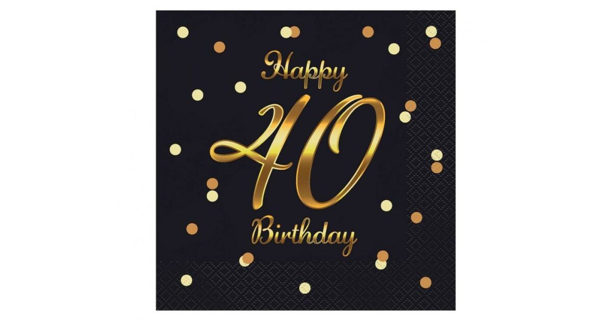 Happy Birthday 40 B&C Gold szalvéta 20 db-os 33x33 cm | Pepita.hu