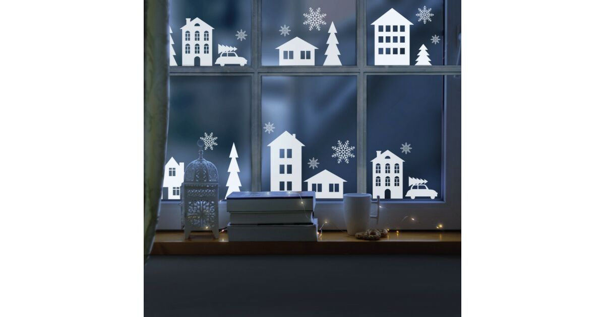 Karácsonyi ablakdekor - téli táj - 37,5 x 27 cm | Pepita.hu