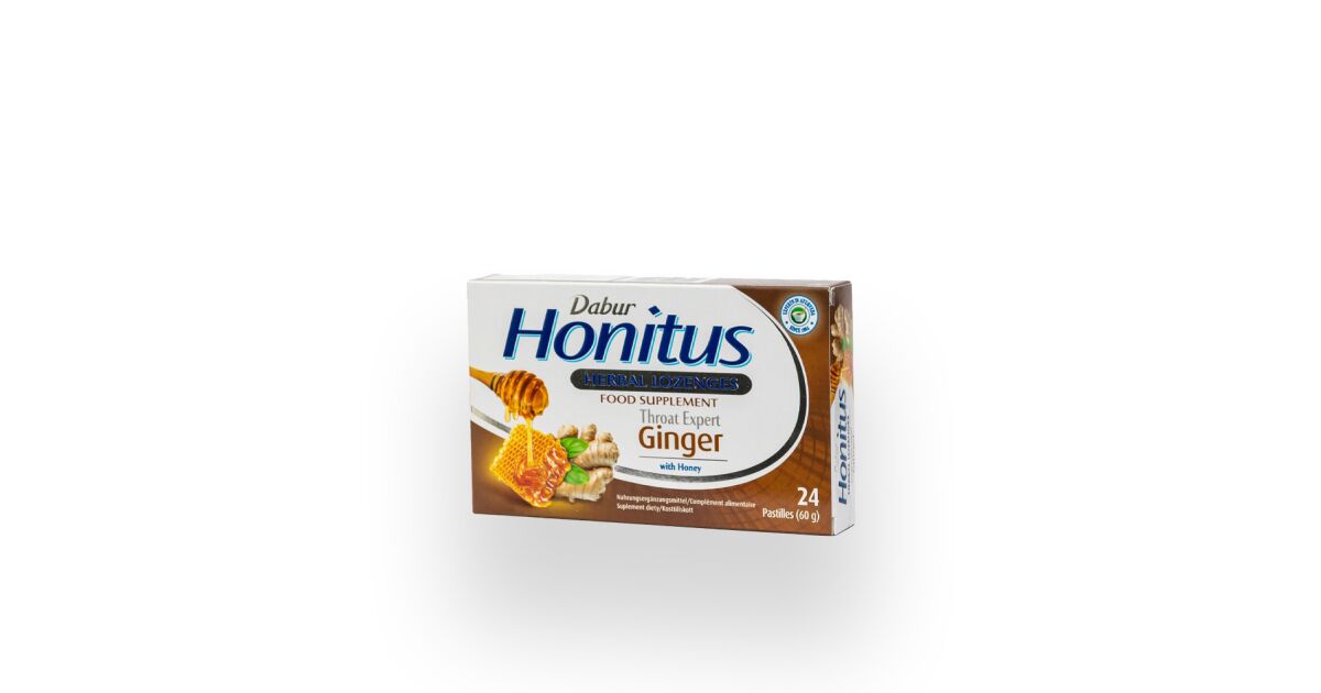 Dabur honitus ginger gyömbér ízű gyógynövényes szopogató tabletta 24 db ...